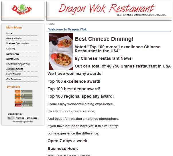 Enhance Dragon Wok Fine Restaurant Webite using WordPress